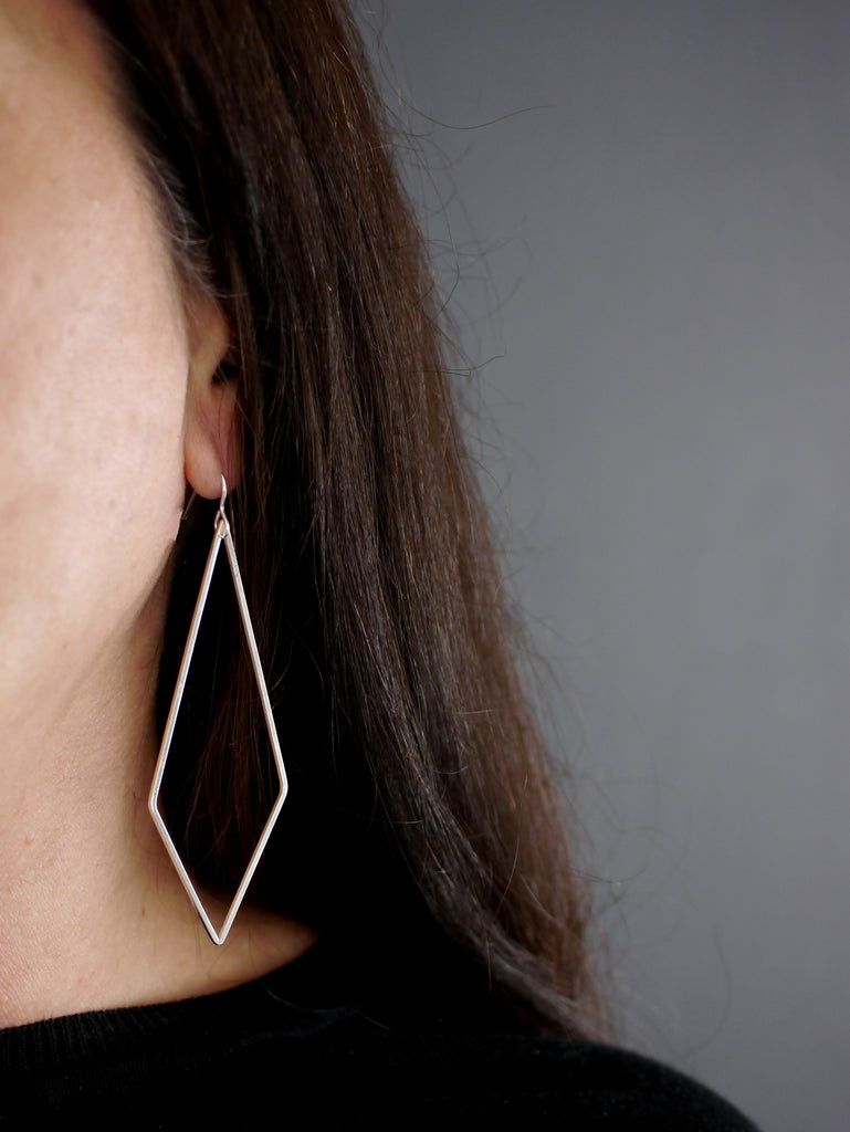 Large Diamond Drop Dangly Silver Earrings – Alison Lush Jewellery